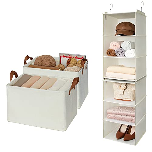 GRANNY SAYS Bundle of 2-Pack Storage Bins with Handles & 1-Pack Hanging Storage Shelves