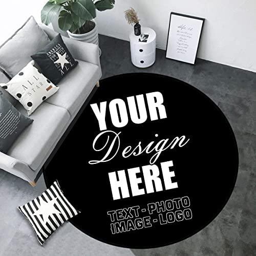 Customized Chair Mat for Carpet Personalized Add Your Own Logo Image Text Photo Area Carpet Anti Slip Washable Decorative Door Mat for Home Garden Office, Black, 47 Inches