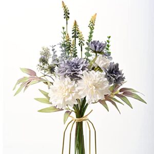 gdssg fake artificial flowers arrangements centerpiece table decorations like real silk flowers bouquets wedding centerpieces for table faux white blue dahlia home kitchen garden party decor