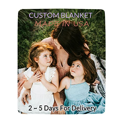 Lacabin Custom Blanket Made in USA - Personalized Blanket with Photos Text Customized Picture Collage Blanket Customizable Birthday Gift Anniversary Wedding, 1Photo 60"x50"