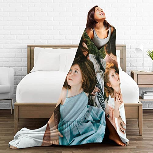 Lacabin Custom Blanket Made in USA - Personalized Blanket with Photos Text Customized Picture Collage Blanket Customizable Birthday Gift Anniversary Wedding, 1Photo 60"x50"