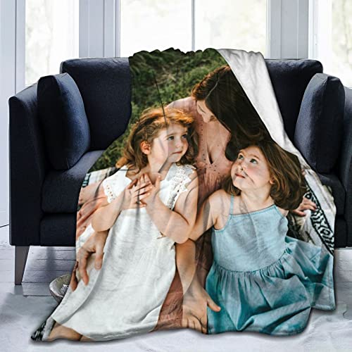 Lacabin Custom Blanket Made in USA - Personalized Blanket with Photos Text Customized Picture Collage Blanket Customizable Birthday Gift Anniversary Wedding, 1Photo 60"x50"