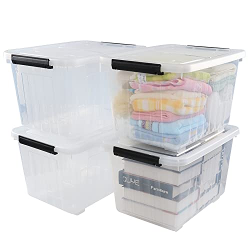 Readsky 30 Quart Clear Plastic Storage Bin, Clear Totes Storage, 4 Packs