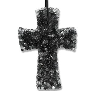 Leather and Lace Scented Freshie 1 Black and White Cross, Lone Star Candles and More Authentic Aroma of Genuine Leather Mixed with Creamy Vanilla, Air Freshener, Premium Aroma Beads, USA Made in Texas