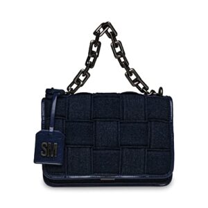 steve madden matterd denim woven crossbody, dark blue