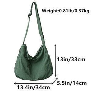 TUPIRIYN Women's Canvas Crossbody Bag Casual Shoulder Bag Solid Color Hobo Bag Large Shopping Bag Messenger Bag Unisex (Black)