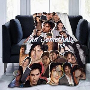 cute ian somerhalder throw blanket super soft flannel air conditioning blanket for halloween christmas daily gift, suitable for sofa bed car in all seasons,50×40inch