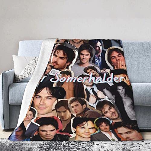 Cute Ian Somerhalder Throw Blanket Super Soft Flannel Air Conditioning Blanket for Halloween Christmas Daily Gift, Suitable for Sofa Bed Car in All Seasons,50×40inch