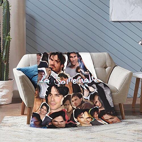 Cute Ian Somerhalder Throw Blanket Super Soft Flannel Air Conditioning Blanket for Halloween Christmas Daily Gift, Suitable for Sofa Bed Car in All Seasons,50×40inch