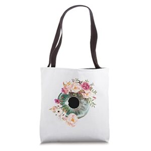 floral eyeball optometrist eye anatomy ophthalmology tech tote bag