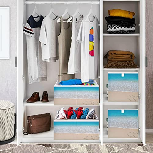 Yasala Storage Cube with Handle Love and Sand Foldable Closet Baskets Toy Storage Bins Shelf Baskets Containers Open Laundry Baskets Nursery Baskets