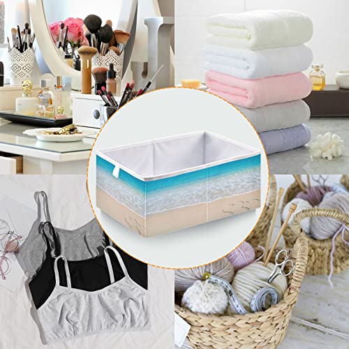 Yasala Storage Cube with Handle Love and Sand Foldable Closet Baskets Toy Storage Bins Shelf Baskets Containers Open Laundry Baskets Nursery Baskets