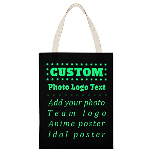 Custom tote bags Personalized Shoulder Bag for women Personalized Canvas Tote Bags with Photo for Work Travel Business Shopping Daily Use Gifts 35×45cm