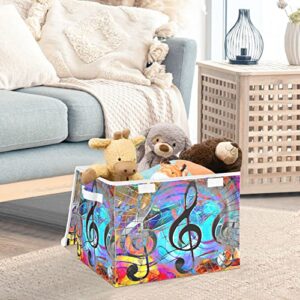 Music Notes Storage Bins with Lids Collapsible Storage Box Basket with Lid Closet Organizer Containers Storage Bins for Clothes for Nursery Baby Clothes Closets