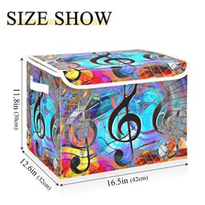 Music Notes Storage Bins with Lids Collapsible Storage Box Basket with Lid Closet Organizer Containers Storage Bins for Clothes for Nursery Baby Clothes Closets