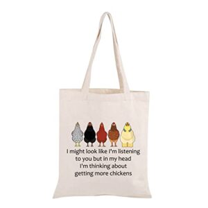 jniap chicken tote bag chicken lover gift chicken hen farmer gift i’m thinking chicken grocery bag chicken lady handbag (chicken tote bag)