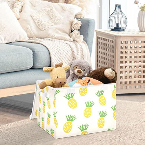 Kigai Cute Pineapple Storage Baskets for Shelves Foldable Closet Basket Storage Bins with Lid for Clothes Home Office Toys Organizers