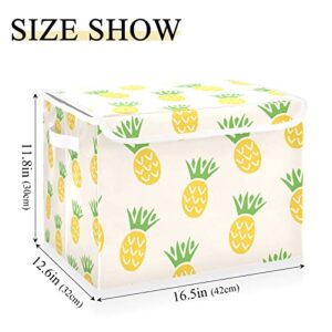 Kigai Cute Pineapple Storage Baskets for Shelves Foldable Closet Basket Storage Bins with Lid for Clothes Home Office Toys Organizers