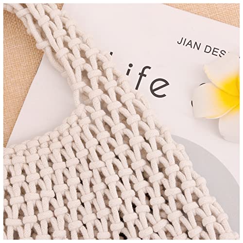 Naimo Straw Beach Bag Large Woven Rattan Shoulder Bag Fishing Net Handbag Cotton Rope Tote Summer Crochet Hobo Bag