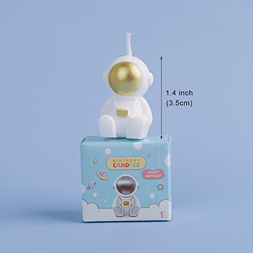 Astronaut Shaped Birthday Candle, Outer Space Themed Birthday Candles, Spaceman Candle Cake Decoration (Gold)