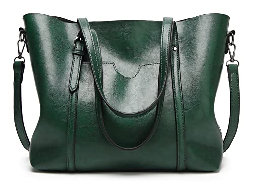 Purses and Handbags for Women Vegan PU Leather Tote Purse Top Handle Satchel Vintage Crossbody Shoulder Bag (Green)