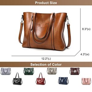 Purses and Handbags for Women Vegan PU Leather Tote Purse Top Handle Satchel Vintage Crossbody Shoulder Bag (Green)