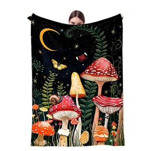 mushrooms blanket soft flannel fleece throw blanket for couch sofa bed (mushrooms moon, 50x60in)