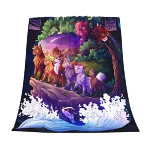 bikkia cats cartoon blankets anime warriors throw blankets for adult kids 50″x40″