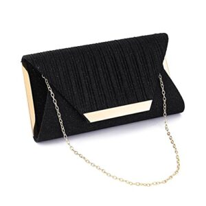 kakkoii women evening bags, clutch purses, crossbody bag, envelope handbags, formal wedding party prom purse (black)