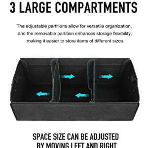 Fyzeoty Car Organizers and Storage - Trunk Organizer for Suv Sedan,Car Trunk Leather Storage Box,Extra Large,Magnetic Lid,Collapsible and Adjustable