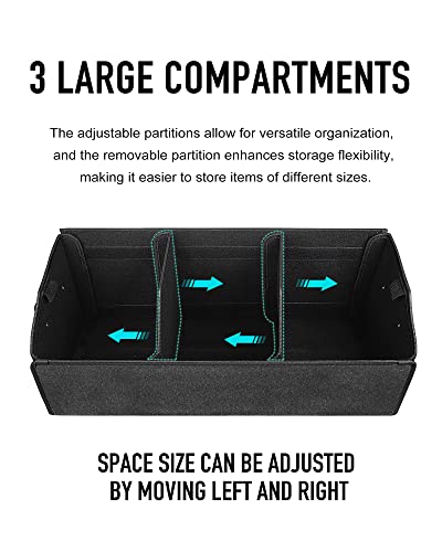 Fyzeoty Car Organizers and Storage - Trunk Organizer for Suv Sedan,Car Trunk Leather Storage Box,Extra Large,Magnetic Lid,Collapsible and Adjustable