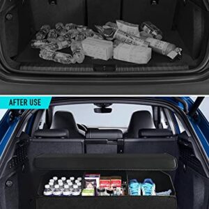 Fyzeoty Car Organizers and Storage - Trunk Organizer for Suv Sedan,Car Trunk Leather Storage Box,Extra Large,Magnetic Lid,Collapsible and Adjustable