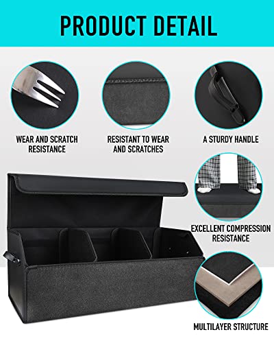 Fyzeoty Car Organizers and Storage - Trunk Organizer for Suv Sedan,Car Trunk Leather Storage Box,Extra Large,Magnetic Lid,Collapsible and Adjustable