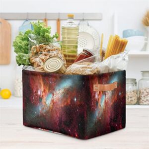 Pardick Large Collapsible Storage Bins ,Galaxy Nebula Decorative Canvas Fabric Storage Boxes Organizer with Handles，Rectangular Baskets Bin for Home Shelves Closet Nursery Gifts