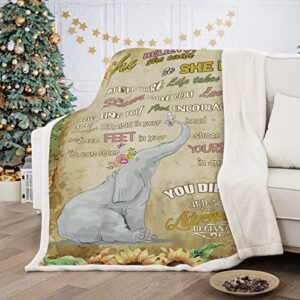 elephant sunflower throw blanket, elephant gifts for women, fleece soft blanket for bed, cozy plush blanket for sofa couch office blanket for women 80 × 60 inches