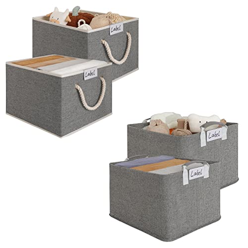 LoforHoney Home Bundle- Storage Bins with Cotton Rope Handles Dark Gray XLarge 2-Pack, Storage Baskets with Metal Frames Dark Gray XLarge 2-Pack