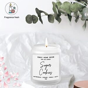 Winter Scented Candles Home Decor, Sugar Cookies, Buttercream + Caramel + Vanilla + Nutty, Winter Gifts for Women, 7oz Frosted Jar, 50 Hour Burn Time