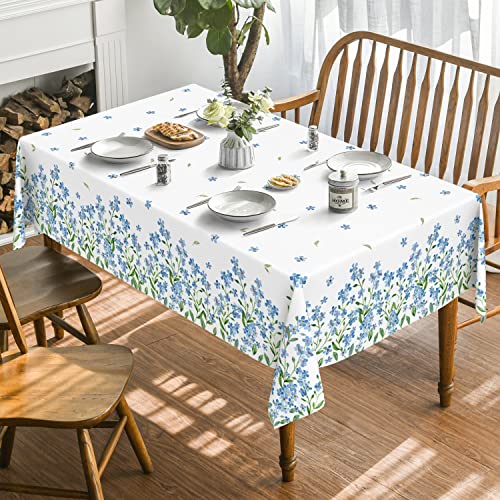 Horaldaily Spring Summer Tablecloth 60x84 Inch, Forget-Me-Not Myosotis sylvatica Floral Table Cover for Party Picnic Dinner Decor