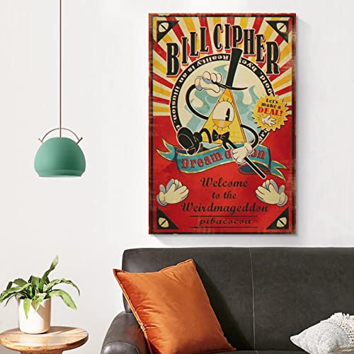 Cartoon Poster Gravity Falls Canvas Poster Bedroom Decor Sports Landscape Office Room Decor Gift 12x18inch(30x45cm), White