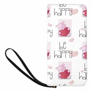 interestprint cute animal cute pig women’s clutch purse travel multifunction clutch wristlet purse handbag