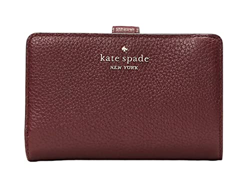 Kate Spade New York Leila Medium Compact Bifold Wallet Leather In Gold / Cherrywood