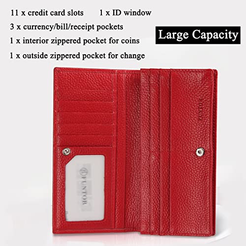 FT FUNTOR Ultra Slim Wallet for Women RFID Blocking Credit Card Holder Clutch Bifold Leather