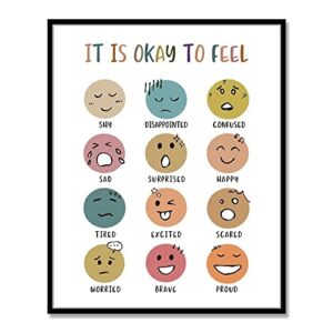 it is okay to feel, boho classroom decor, mental health, playroom decor, child art, back to school, teacher gifts, classroom decor, classroom wall decor, no framed (8x10 inch)