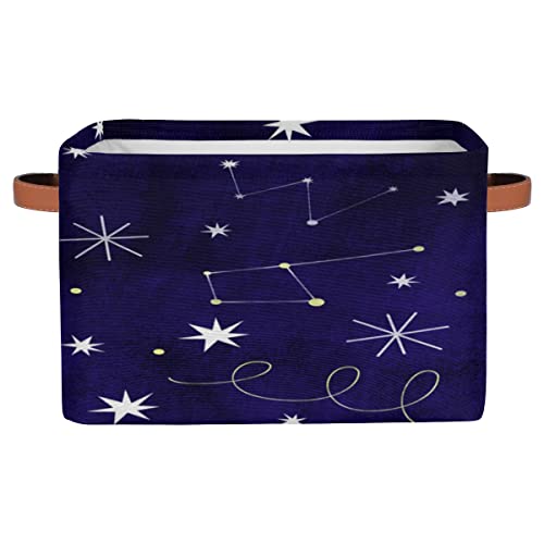 Pardick Large Collapsible Storage Bins ,Space Constellation Decorative Canvas Fabric Storage Boxes Organizer with Handles，Rectangular Baskets Bin for Home Shelves Closet Nursery Gifts