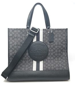 coach women’s dempsey tote 40 in signature jacquard with patch (black smoke – black multi)