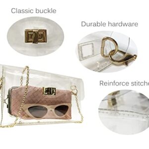 expouch Clear Purse Crossbody Shoulder Bag Handbag for Women, Stadium Approved (gold)