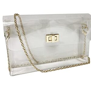 expouch Clear Purse Crossbody Shoulder Bag Handbag for Women, Stadium Approved (gold)