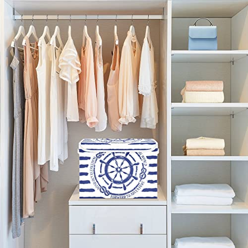 Kigai Boat Helm Storage Baskets for Shelves Foldable Closet Basket Storage Bins with Lid for Clothes Home Office Toys Organizers