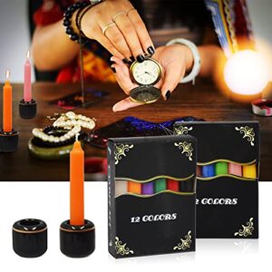 Spell Taper Candles Set for Witchcraft，48 Colored Mini Ritual Chime Candle Sticks and 5 Black Holders，Supplies Tools for Prayer Meditation Metaphysical，Ritual, Altar, Wicca Spells & Witch Rituals