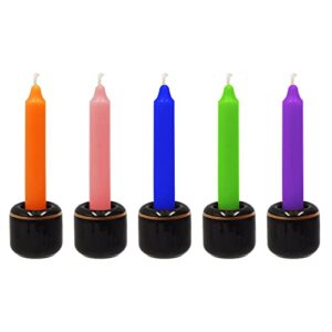 Spell Taper Candles Set for Witchcraft，48 Colored Mini Ritual Chime Candle Sticks and 5 Black Holders，Supplies Tools for Prayer Meditation Metaphysical，Ritual, Altar, Wicca Spells & Witch Rituals